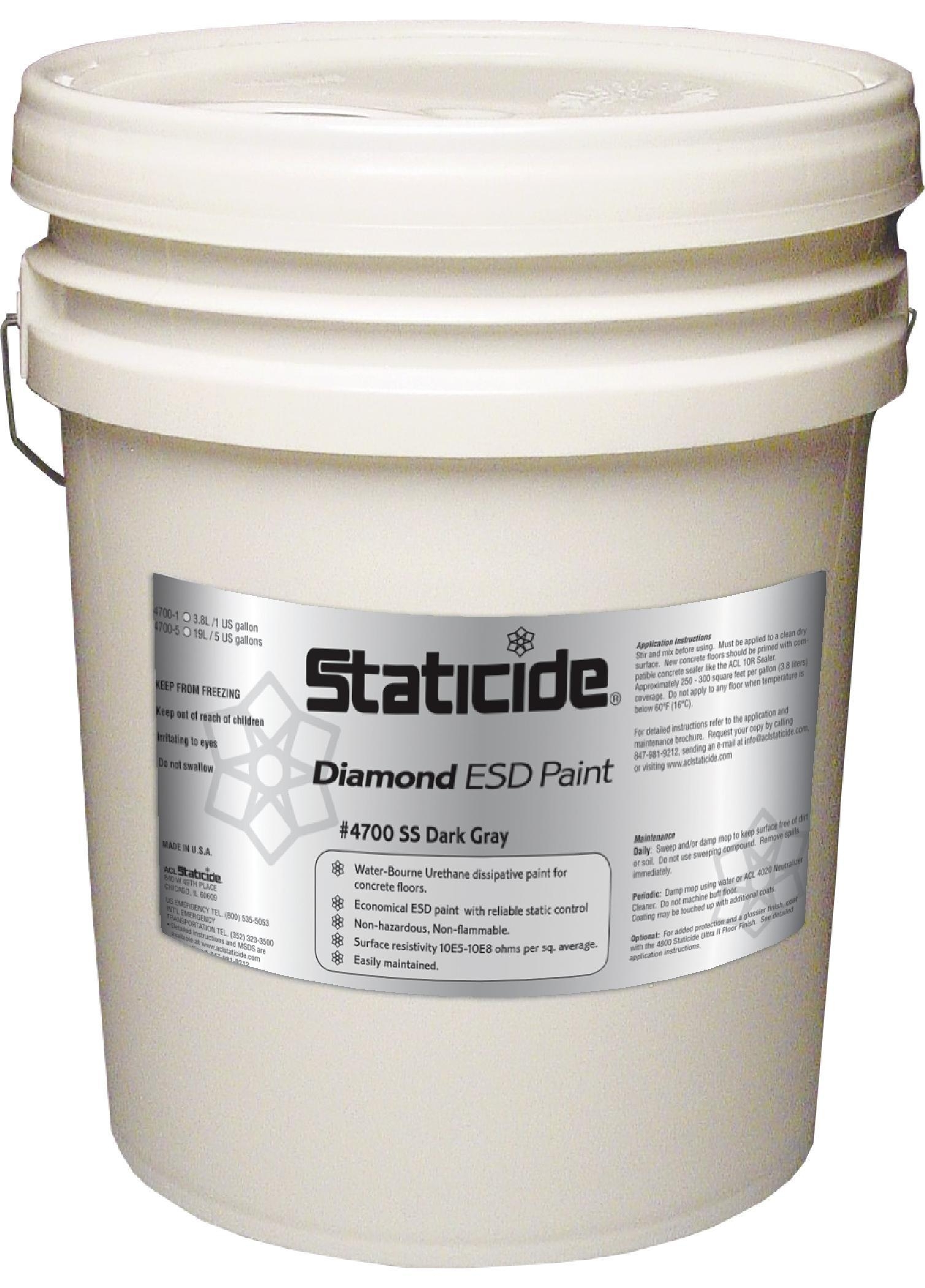 ACL Staticide Staticide® 4700-SS5 ESD Floor Paint, Dark Gray - 5 Gallons