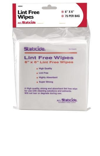ACL Staticide 8044 Low-Lint Wipes, 6" x 6", 75/PK